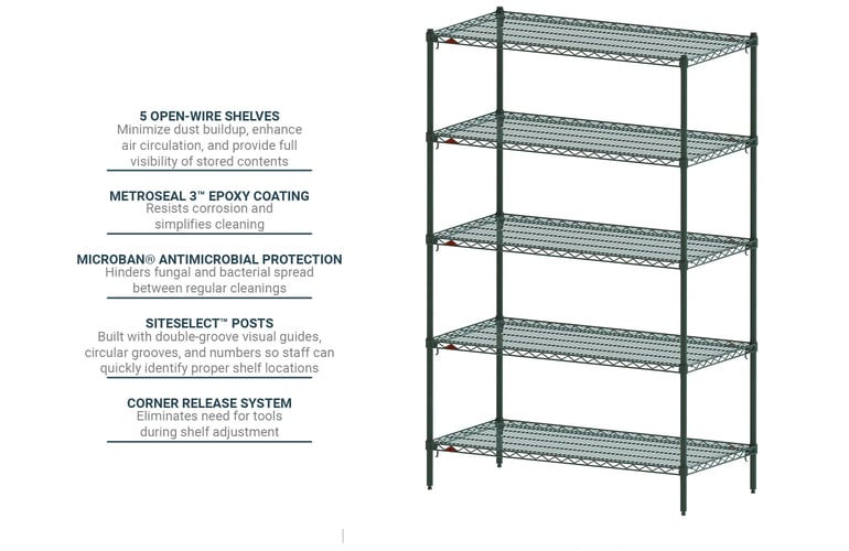 Metro 5A517K3 24" NSF 5-Tier Epoxy Coated Wire Shelf Kit - Super ...