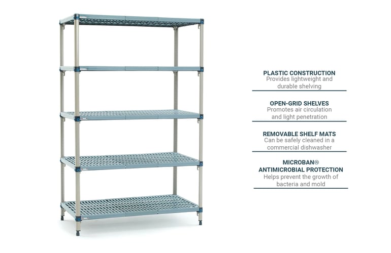 Metro MQ-216074G-S-4 60" NSF 4-Tier Polymer Shelf Kit - MetroMax® Q, 21 ...