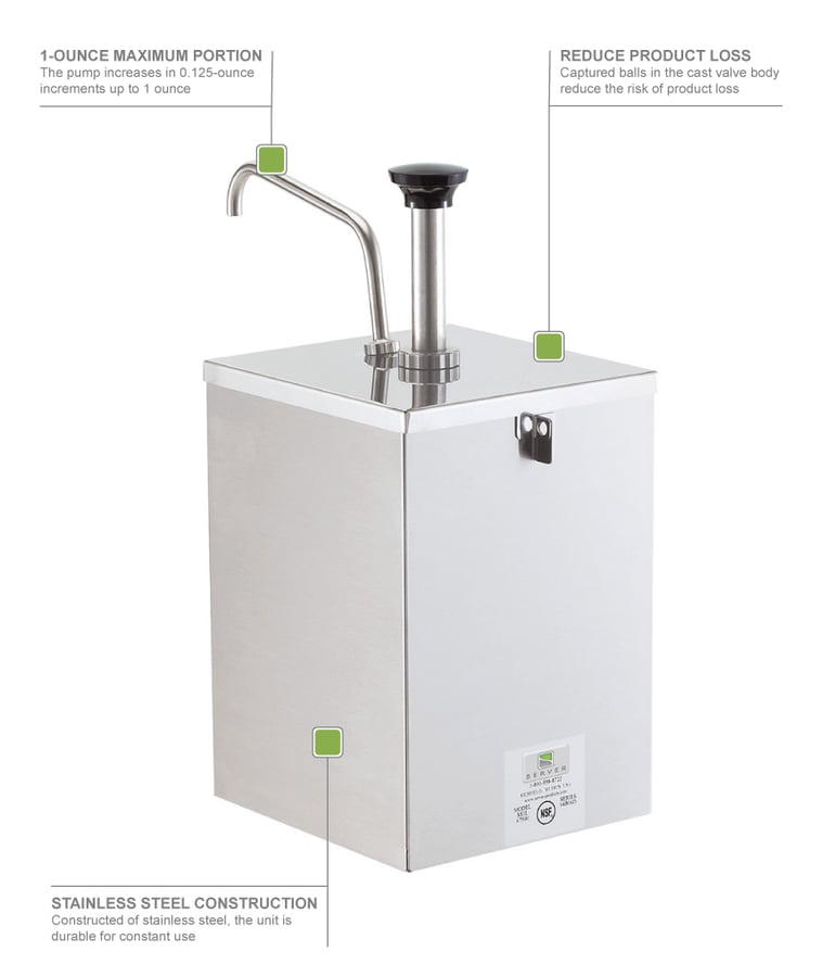 Server 67590 Pump Style Condiment Dispenser w/ (1) oz Stroke, Stainless