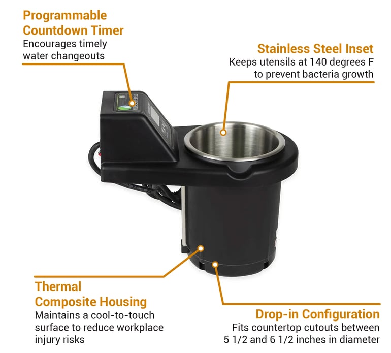 Server 87772 1 Compartment Heated Dipper Well w/ Countdown Timer, 120v