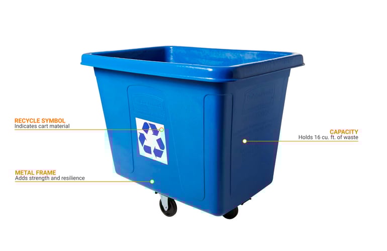 blue recycling bin