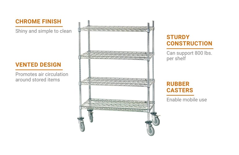 Advance Tabco MC-2448R 48" NSF 4-Tier Chrome Wire Shelf Kit - Mobile ...
