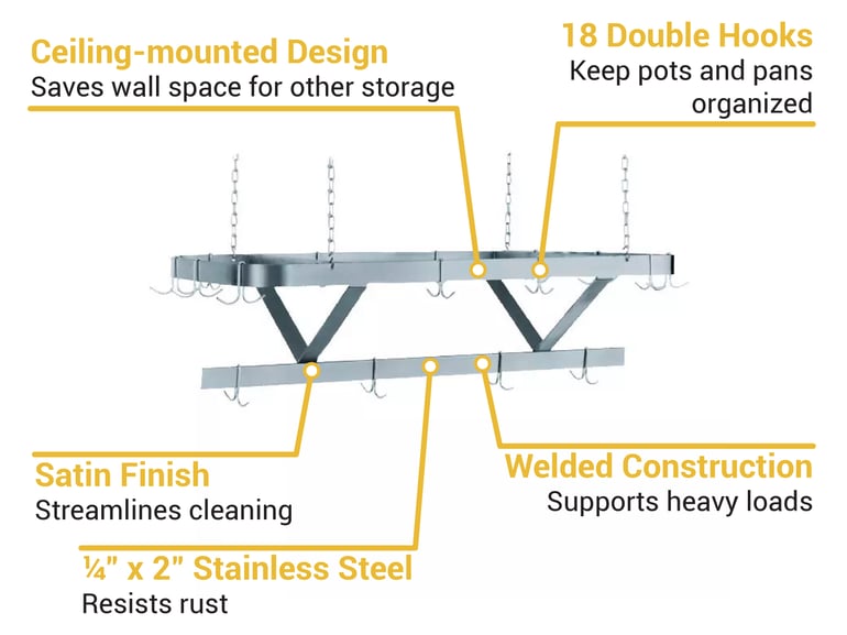 Advance Tabco SC-60 60" Ceiling-Mount Pot Rack w/ (18) Double Hooks, Steel
