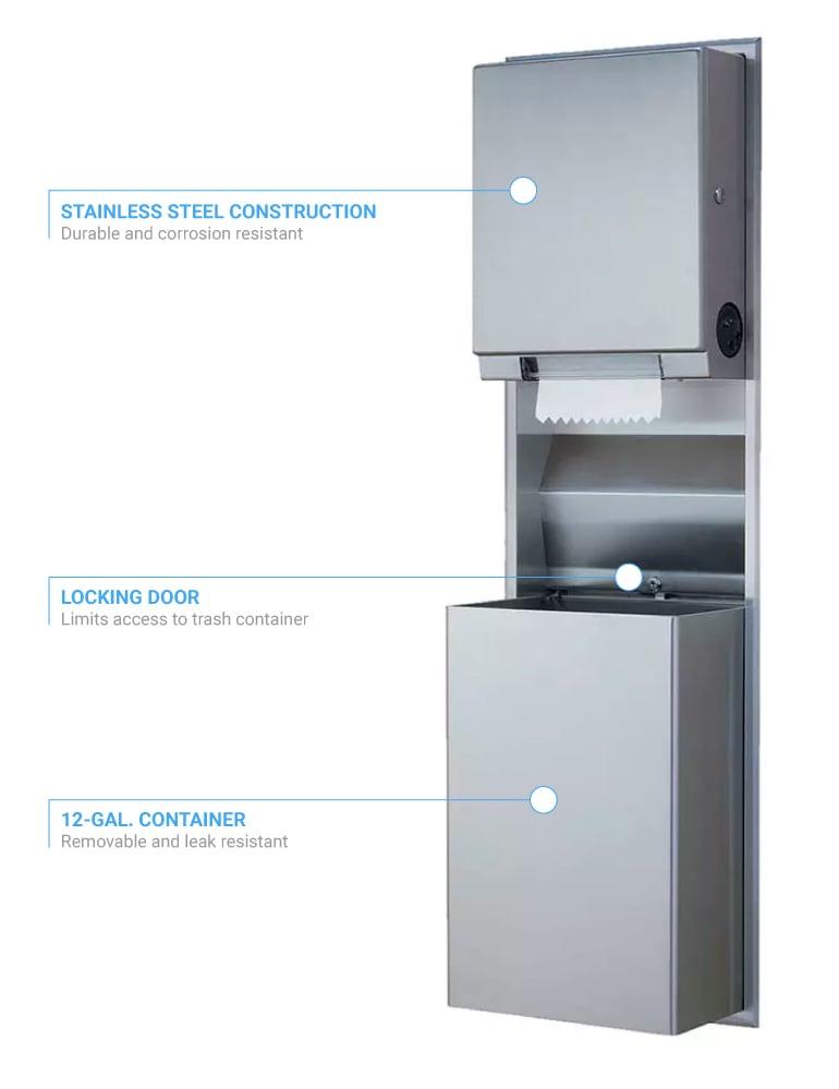 locking trash can bathroom