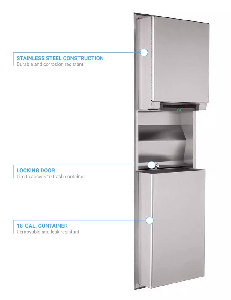 locking trash can bathroom