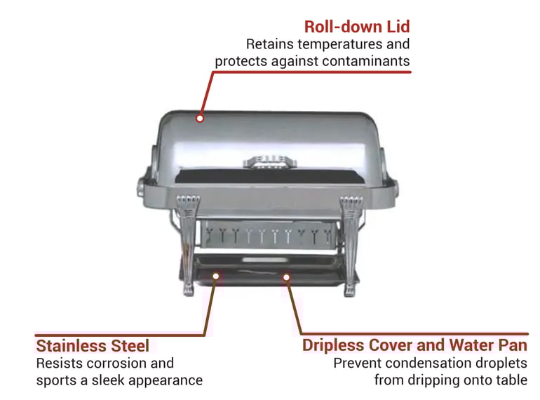 Bon Chef 12040CH Full Size Chafer w/ Roll-top Lid & Chafing Fuel Heat