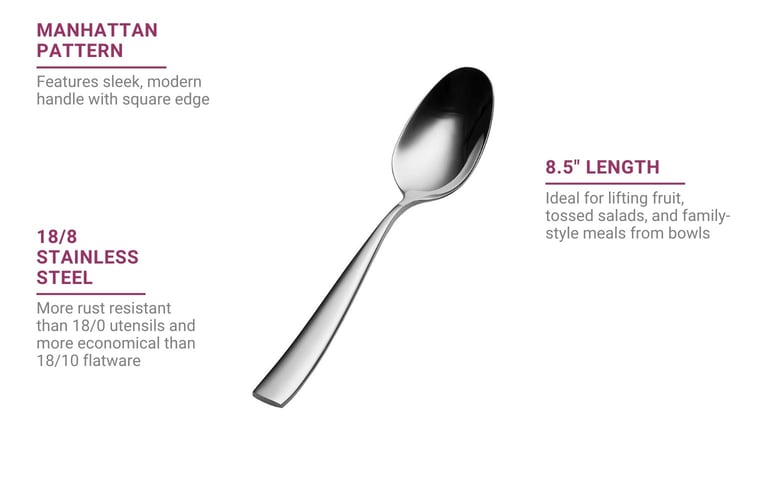 Bon Chef S3004 8 1/2" Tablespoon with 18/10 Stainless Grade, Manhattan Pattern