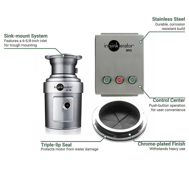 InSinkErator SS-100-6-MRS Disposer Package, #6 Adaptor, Manual Reverse ...