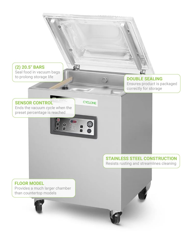 Eurodib CYCLONE201D Atomvac Floor Model Vacuum Pack Machine w/ (2) 20 1 ...