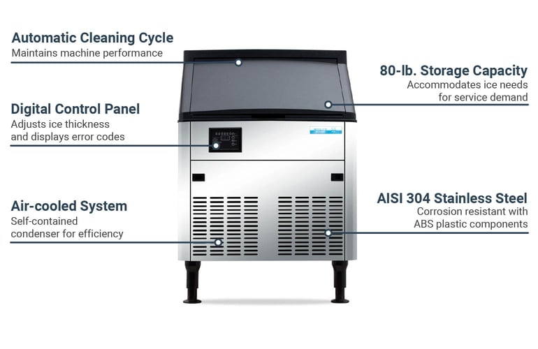 Eurodib ICB28080 26"W Resolute Undercounter Ice Machine - 280 lbs/day ...