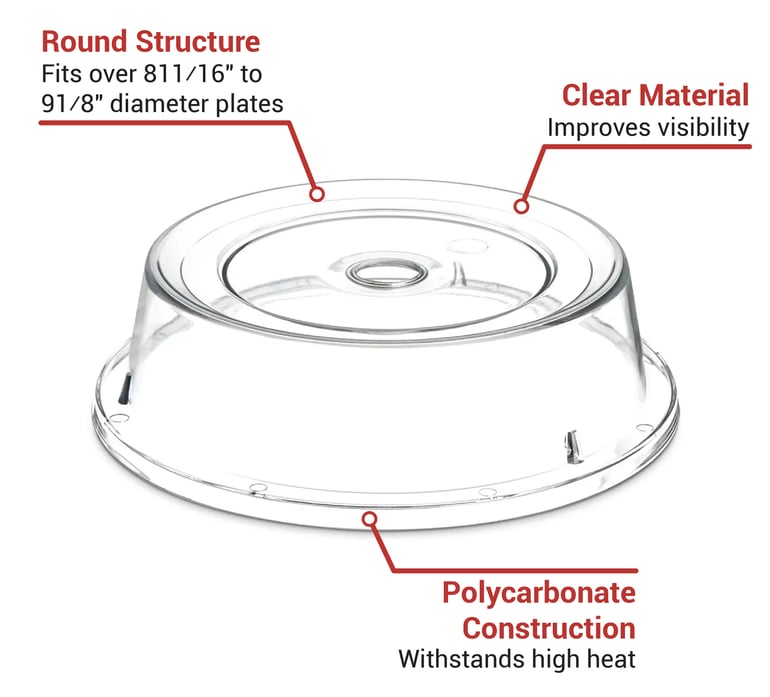 Carlisle 8 11/16" to 9 1/8" Plate Cover - Polycarbonate, Clear (190007)
