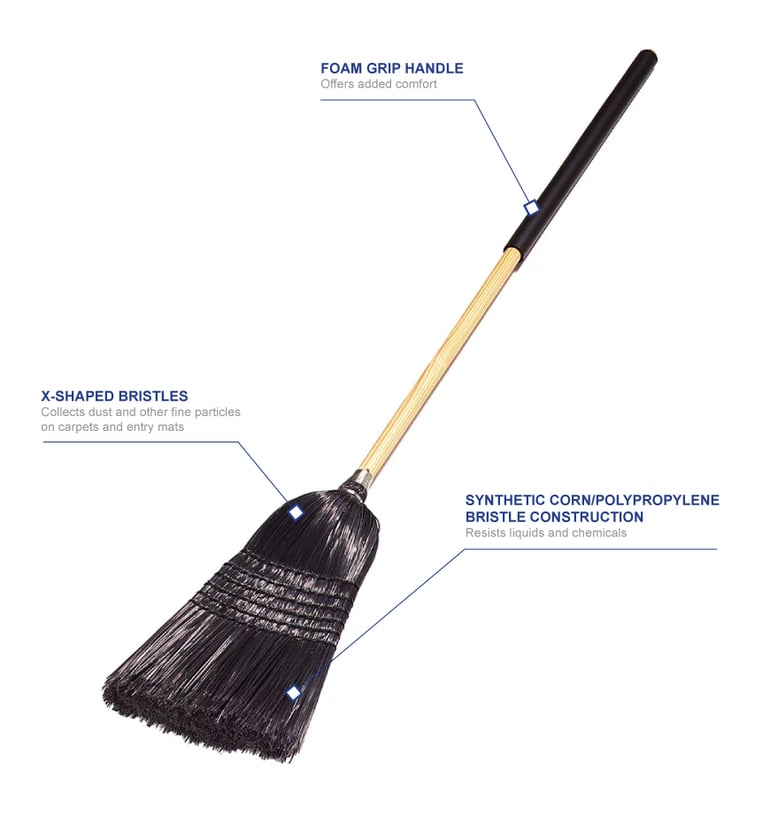 Carlisle 57"L Warehouse/Janitor Broom w/ Straight Corn Bristles & Black ...