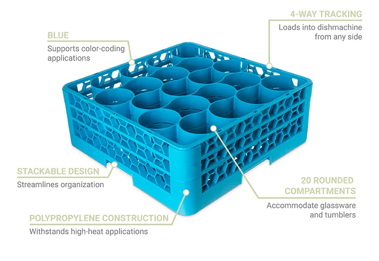 Carlisle OptiClean™ NeWave™ Glass Rack w/ (20) Compartments - (2 ...