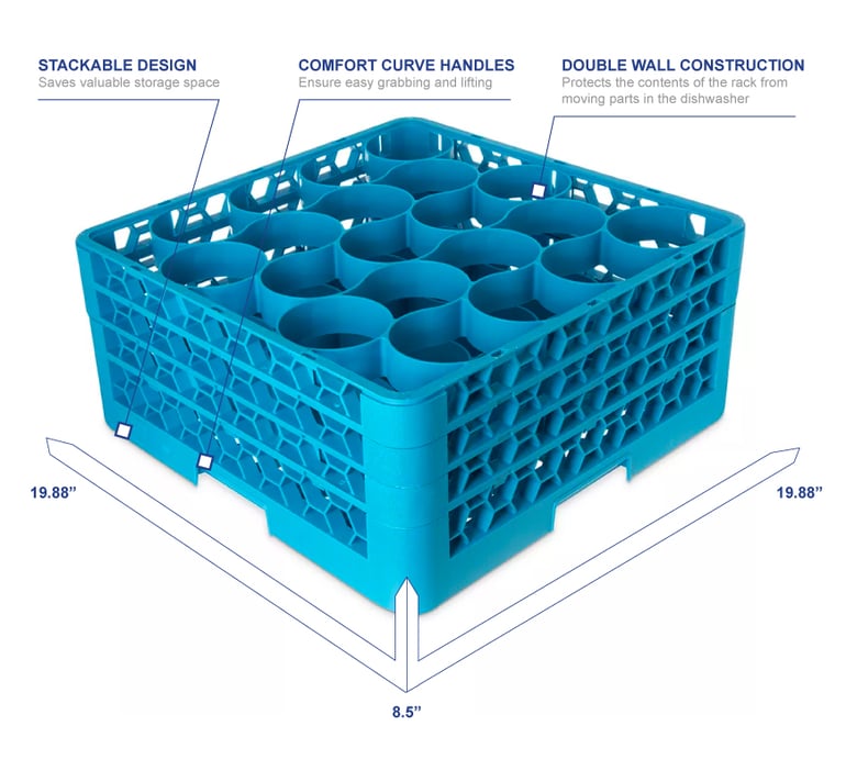 Carlisle OptiClean™ NeWave™ Glass Rack w/ (20) Compartments - (3 ...