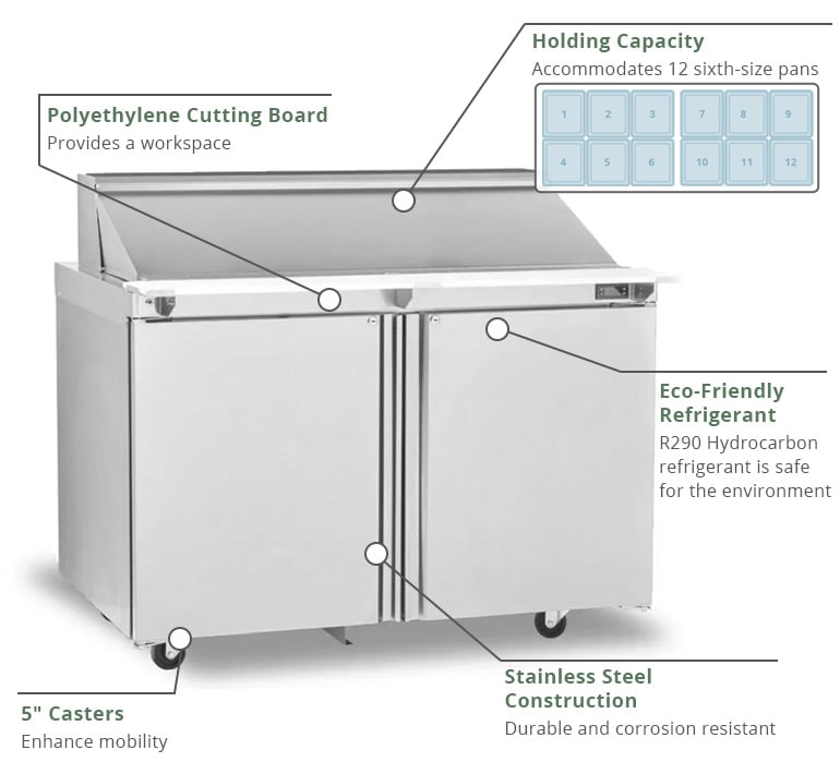 Delfield 4448NP-12 48" Sandwich/Salad Prep Table w/ Refrigerated Base, 115v