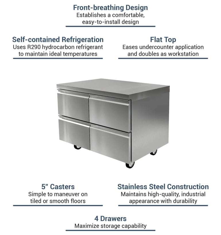 Delfield D4560NP 60"W Undercounter Freezer w/ (2) Sections & (4 ...