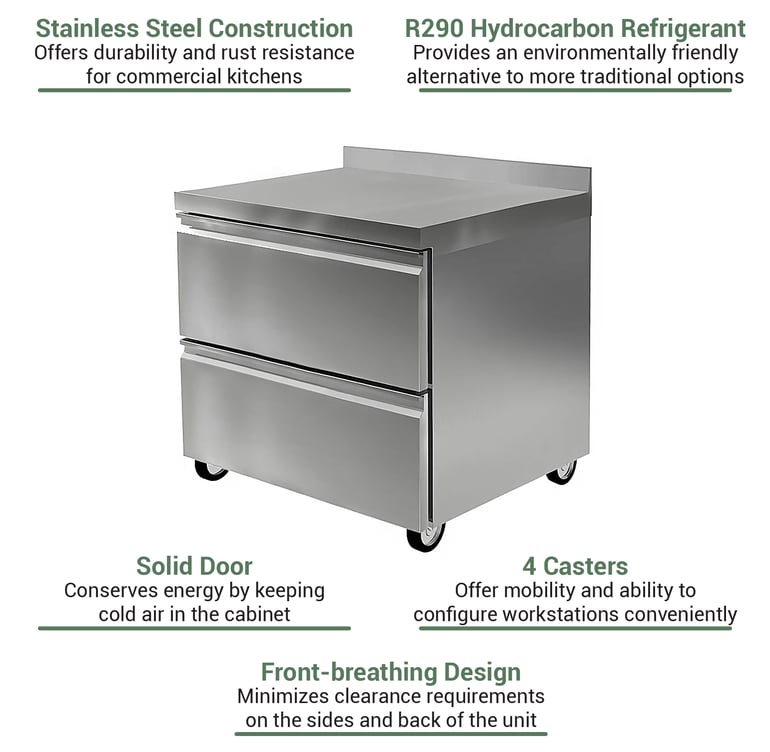 Delfield STD4532NP 32" Worktop Freezer w/ (1) Section & (2) Drawers, 115v