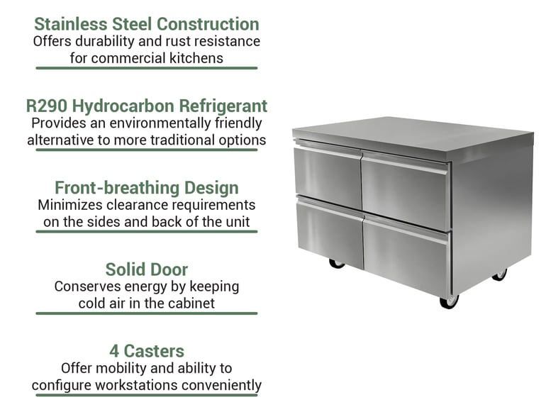 Delfield STD4560NP 60" Worktop Freezer w/ (2) Sections & (4) Drawers, 115v