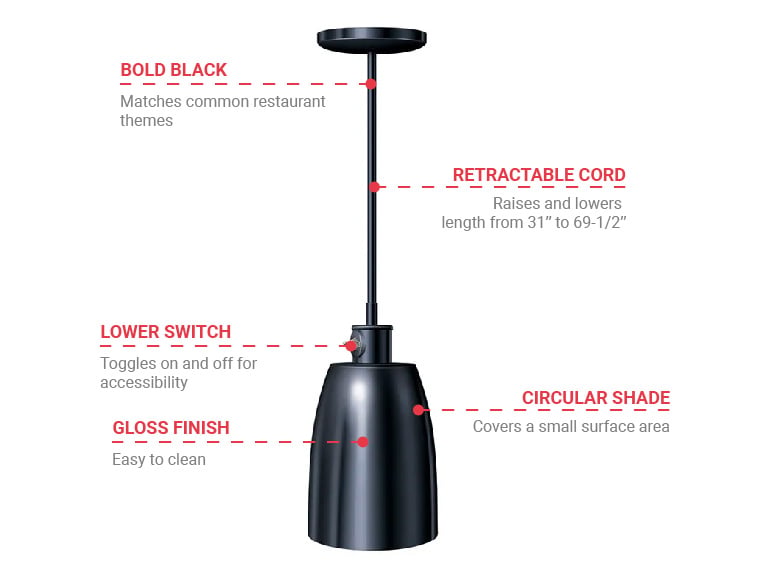 Hatco DL-600-RL 69 1/2" Ceiling Mount Heat Lamp w/ Retractable Cord ...