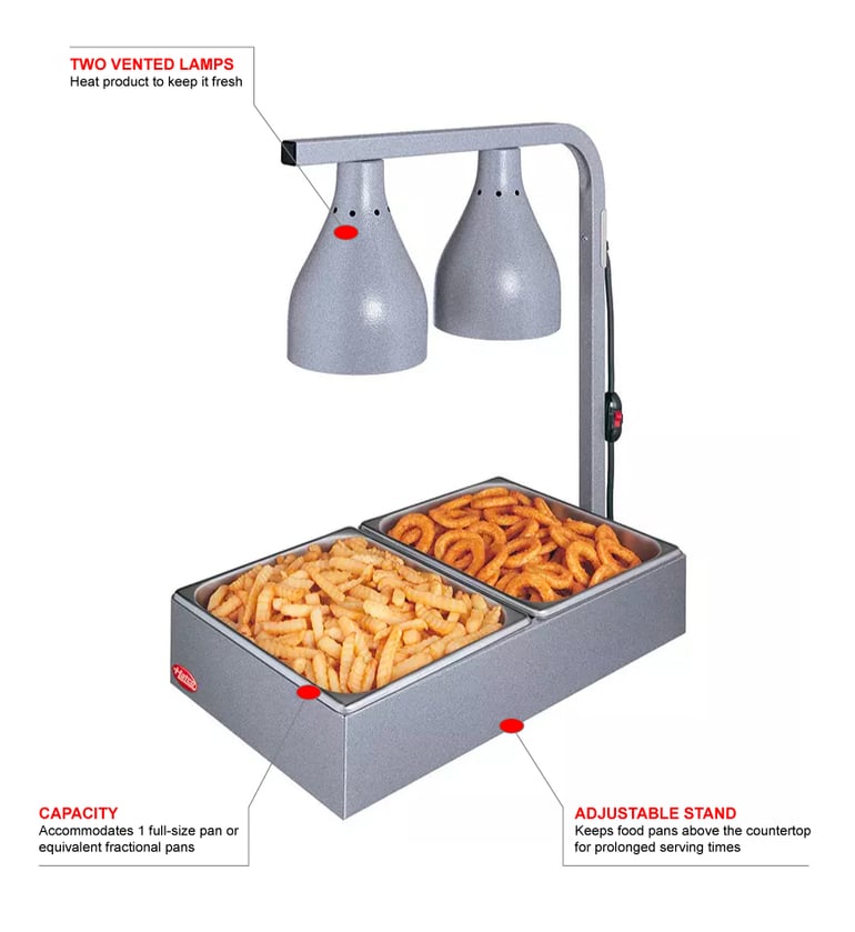 Hatco LW-2 2 Bulb Heat Lamp w/ Adjustable Arm, Gray Granite Finish, 120v