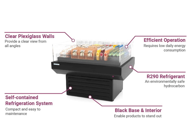 Hussmann SIM-3AA 41 3/8" SIM Series Horizontal Island Open Air Cooler w ...