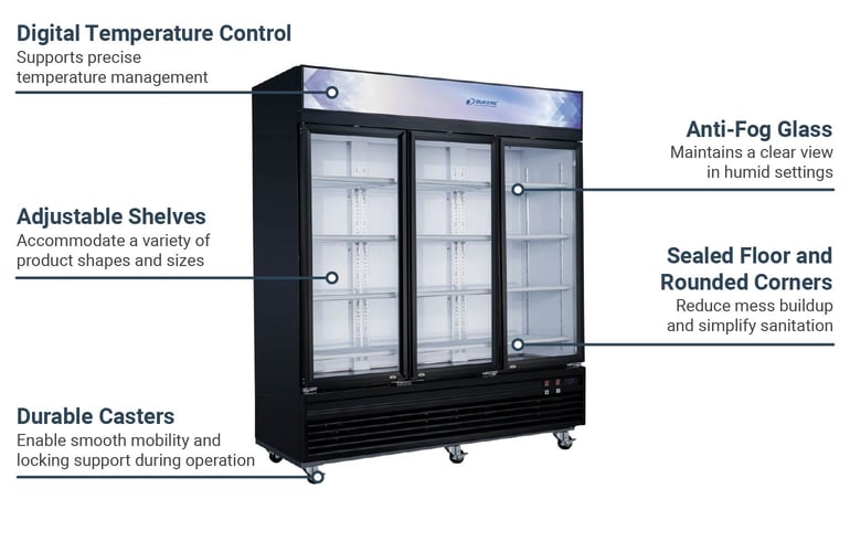 Dukers DSM-69F 78" Three Section Display Freezer w/ Swing Doors ...