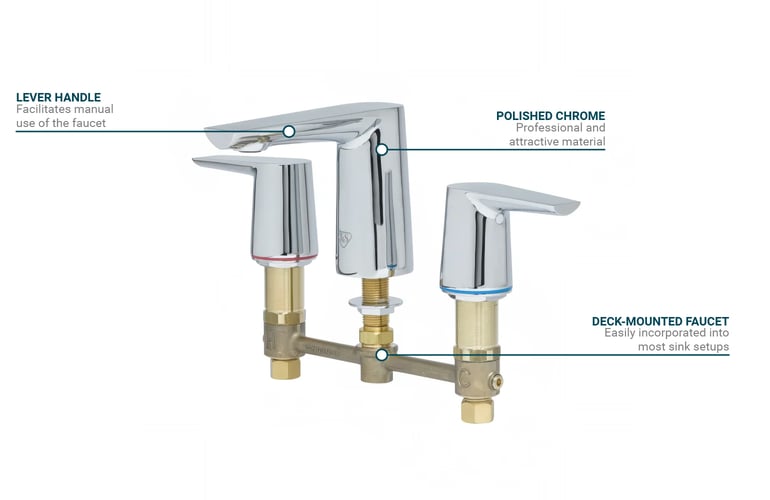 T&S BP-2995 Deck Mount Lavatory Faucet w/ 4 5/16" Spout & 0.5 gpm Spray ...