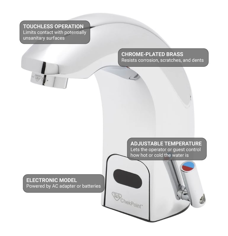 T&S EC-3142 Deck Mount Electronic Faucet - Single Hole, Cast Spout, 100 ...