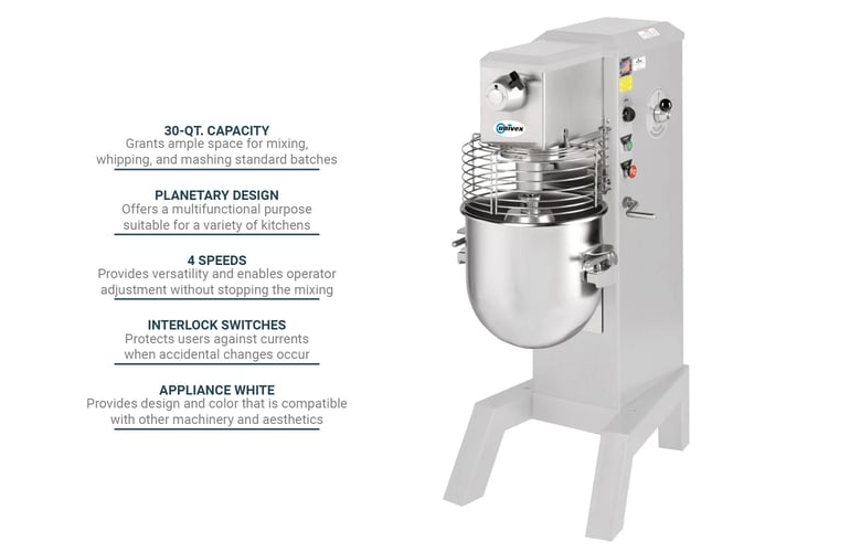 Univex SRM30+-WHT 30 qt Planetary Mixer - Floor Model, 1 HP, Appliance ...