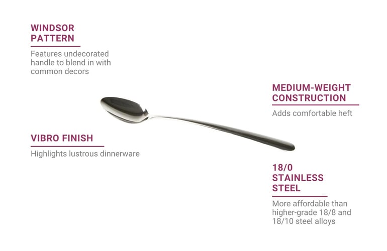 Winco 0082-02 8" Iced Tea Spoon with 18/0 Stainless Grade, Windsor Pattern