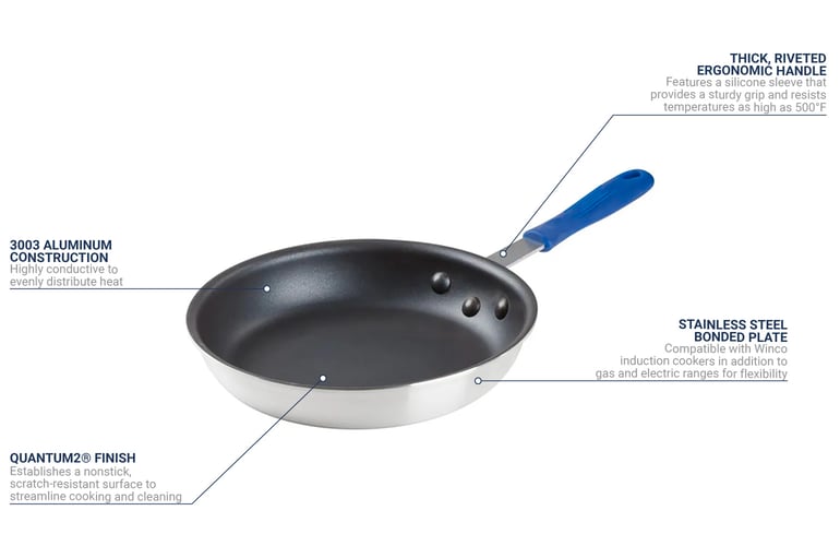 Winco AFPI-10NH 10" Non-Stick Aluminum Frying Pan w/ Solid Silicone Handle
