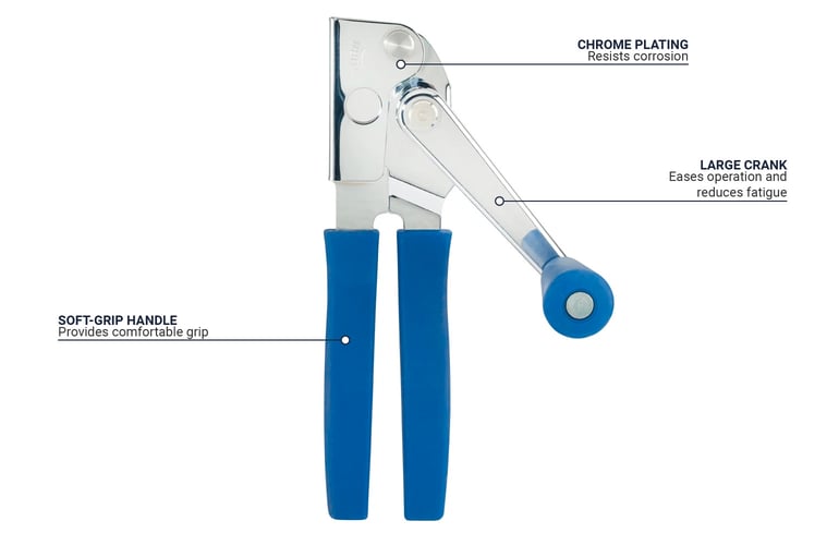 Winco CO-902 8 3/4" Chrome Plated Manual Can Opener w/ Large Crank Handle