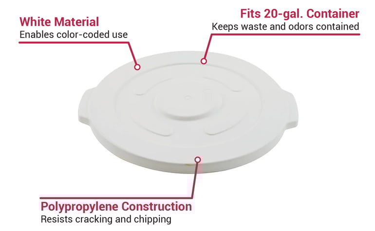 Winco FCW-20L Lid for 20 gal Trash Container - Plastic, White