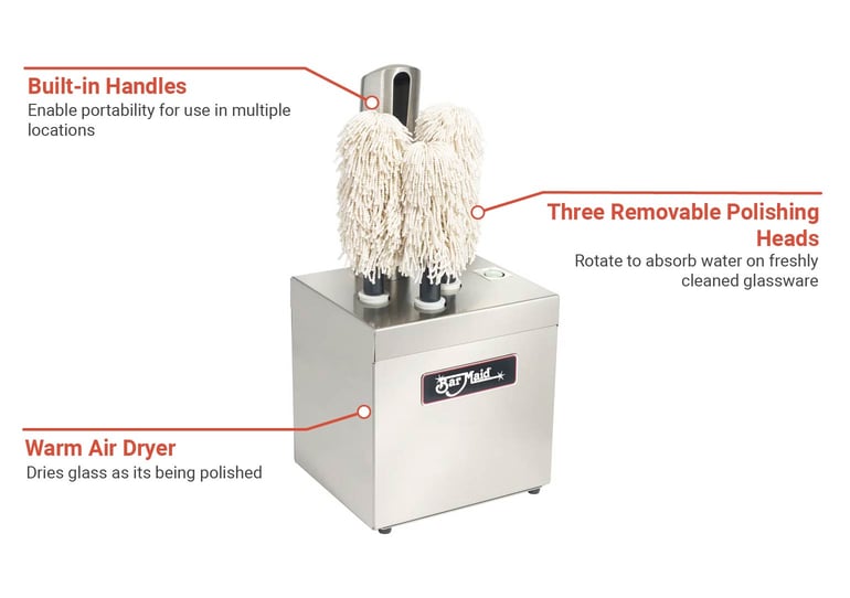 Winco GP-3MINI-CE 3 Brush Stemware Dryer/Polisher - (290) Glasses/hr ...