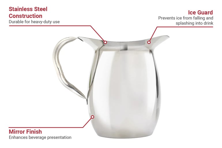 Winco WPB-3C 96 oz Stainless Steel Pitcher w/ Mirror Finish