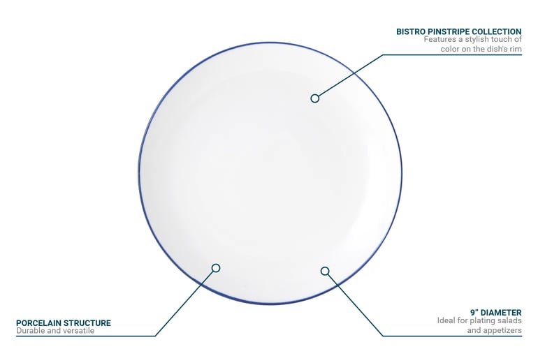 Mikasa Hospitality 9" Round Bistro Coupe Plate - Porcelain, Blue ...