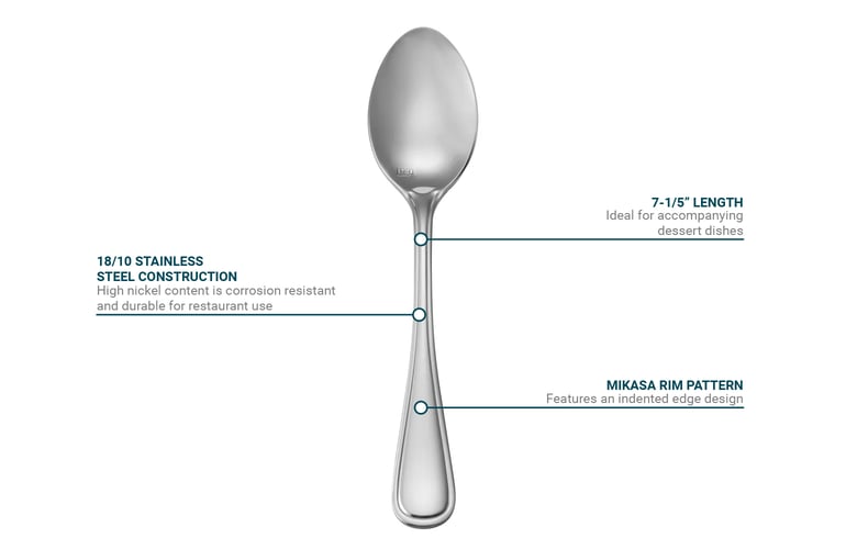 Mikasa Hospitality 7 1/5" Dessert Spoon with 18/10 Stainless Grade ...