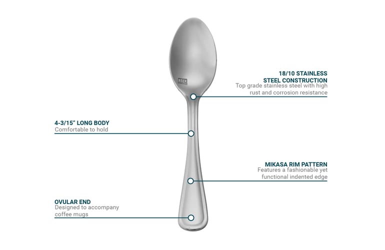 Mikasa Hospitality 4 3/5" Coffee Spoon with 18/10 Stainless Grade ...