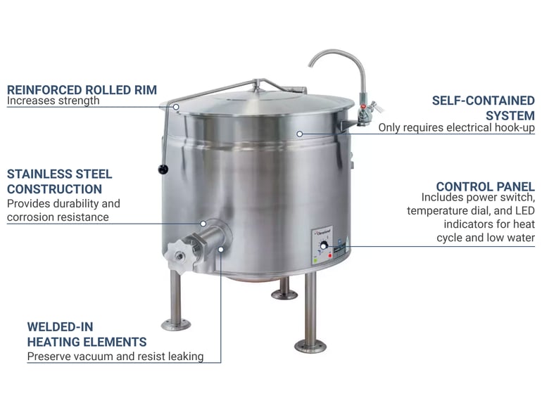 Cleveland KEL60SH 60 gal Steam Kettle - Stationary, Full Jacket, 208v/3ph