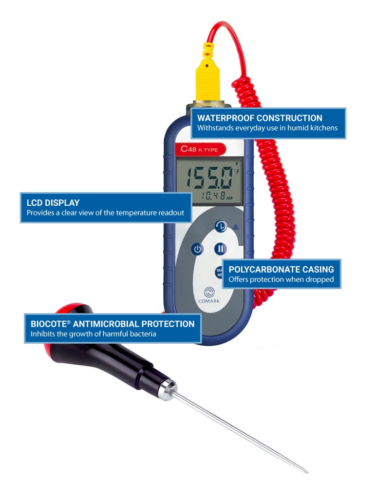 Comark C48/P13 Food Thermometer Kit w/ PK24M Probe - Type K