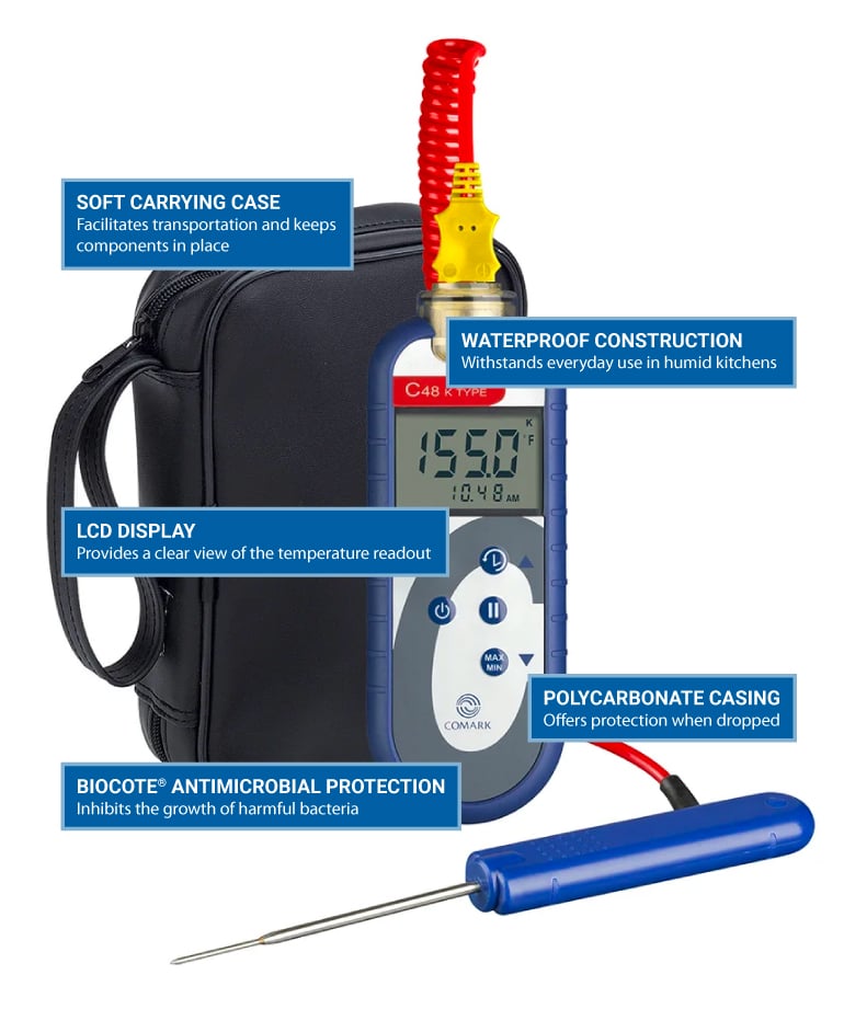 Comark C48/P5 Food Thermometer Kit w/ PK19M Probe - Type K