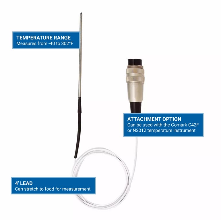 Comark PX31L Penetration Probe w/ 3 ft Lead & 3" Stem