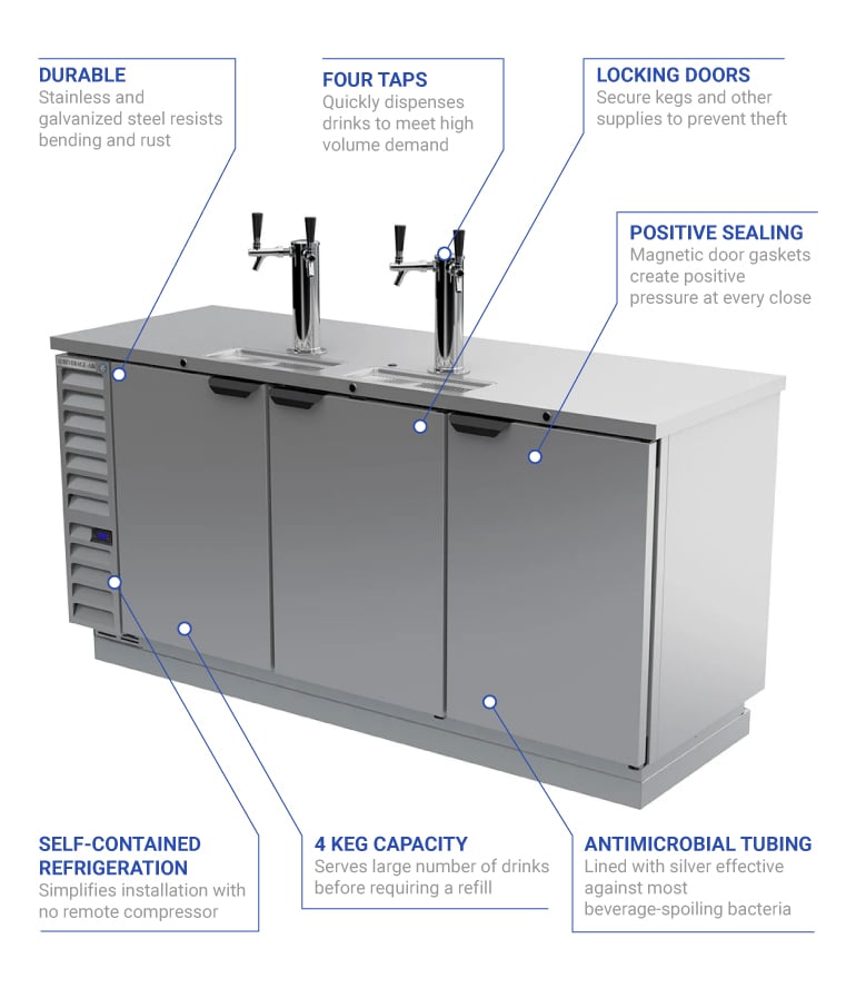 Beverage-Air DD78HC-S 79" Kegerator Beer Dispenser w/ (4) Keg Capacity ...