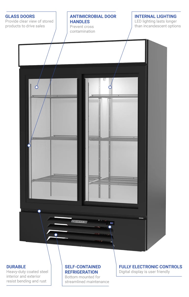Beverage air glass door refrigerator store