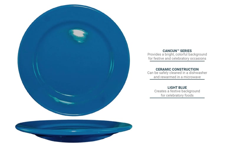 ITI 10 1/4" Round Cancun™ Plate - Ceramic, Light Blue (CA-16-LB)