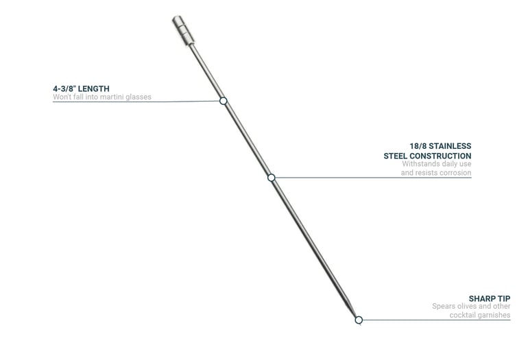 Barfly 4 2/5" Stainless Steel Grooved Pick (M37030SS)