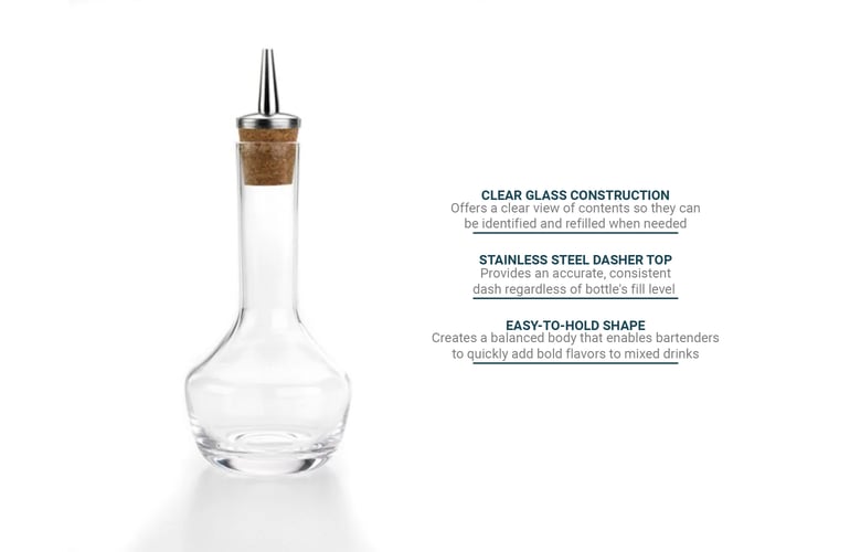 Barfly 3 oz Bitters Bottle w/ Stainless/Cork Dasher (M37089)
