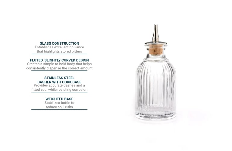 Barfly 3 oz Bitters Bottle w/ Stainless/Cork Dasher (M37128)