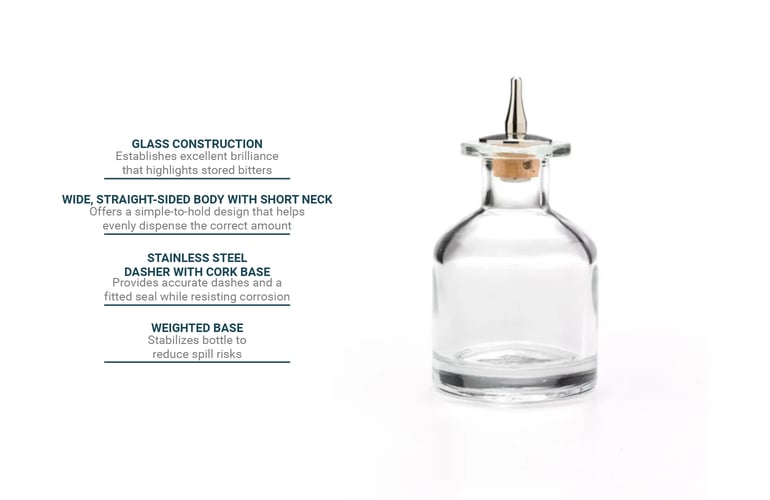 Barfly 4 2/5 oz Bitters Bottle w/ Stainless/ Cork Dasher (M37129)