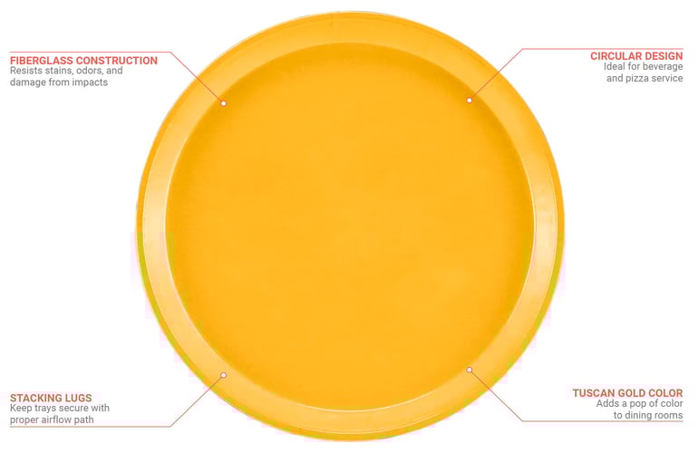 Cambro 1200171 12" Round Serving Camtray - Fiberglass, Tuscan Gold